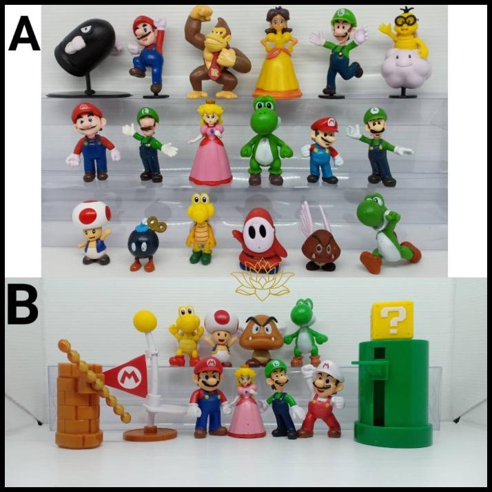 Super Mario Bros Figure Set 18 Miniature Toys Display Topper Decoration ...