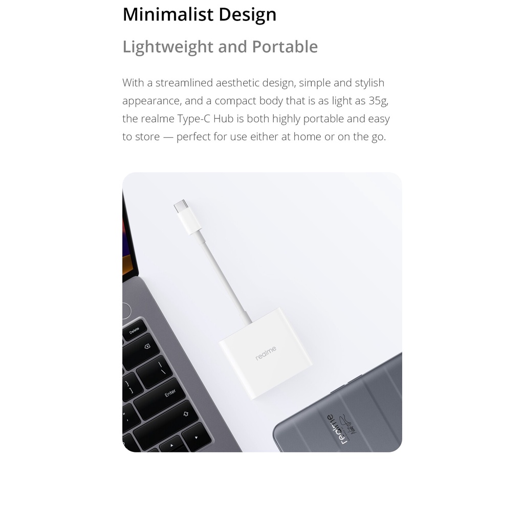 realme Type-C HUB - USB3.2 Gen1 & HDMI1.4 Dual Ports | Type-C Port ...