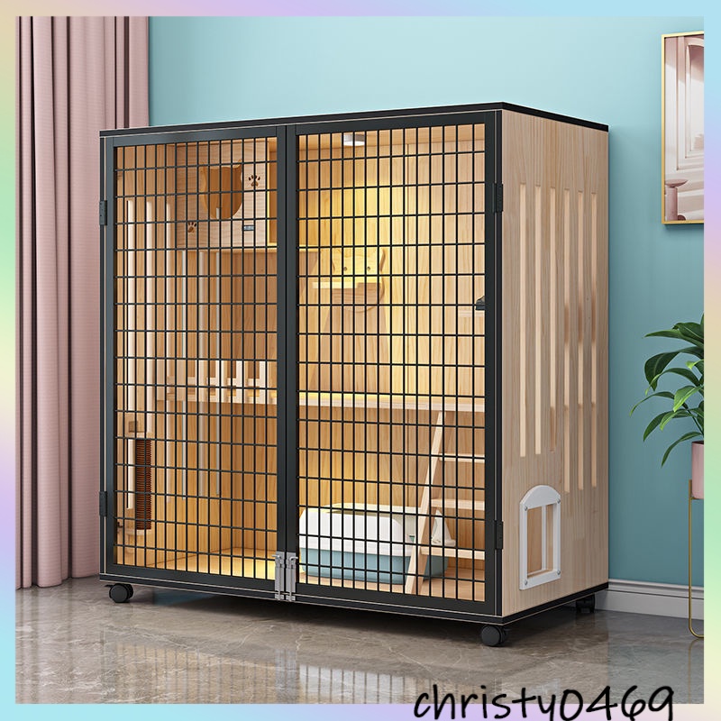 Cat Villa Solid Wood Cat Cage Household Cat Cage Double layer Cat House ...