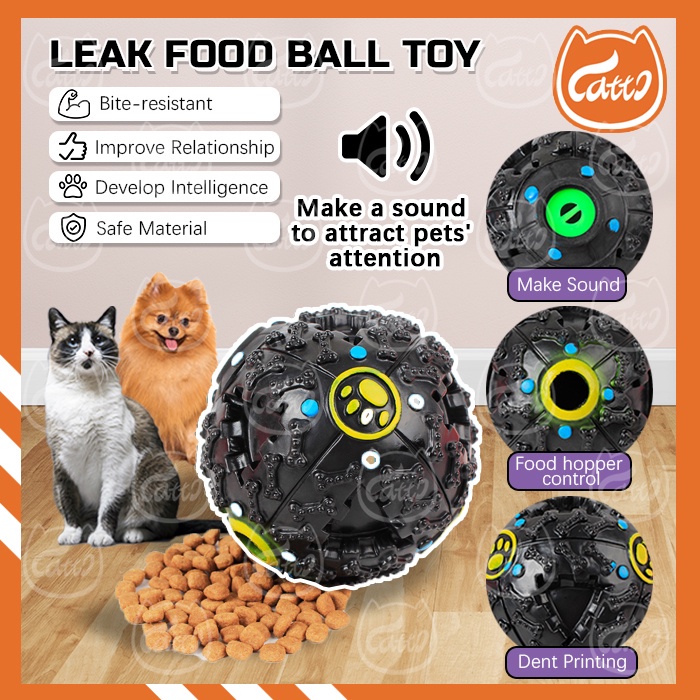 CATTO Pet Leak Food Ball Dog Cat Food Dispenser Squeaky Giggle Sound ...