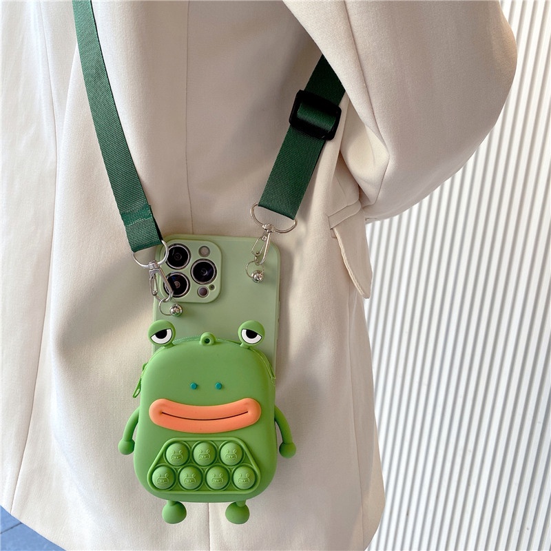Cartoon Cute Zipper Zero Wallet Frog Phone Case For IPHONE 14 13 Pro ...