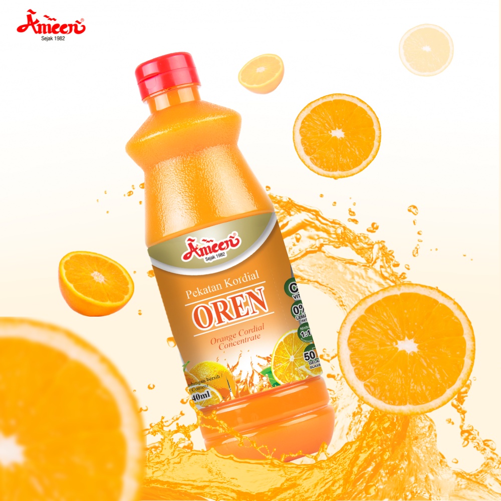 AMEEN Kordial Oren Orange Cordial direct kilang 840 ml | Shopee Malaysia