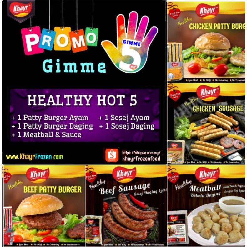 Khayr Chicken & Beef Patty Burger Ayam & Daging | No MSG | 💯% Lean Meat ...