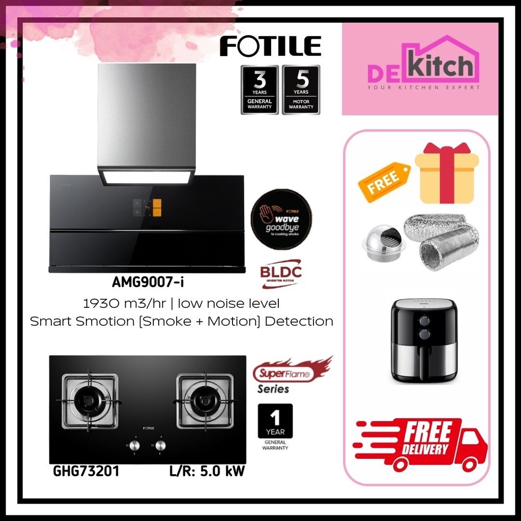 FOTILE AMG9007i Chimney Hood With DC Inverter Motor + Fotile GHG73201 ...
