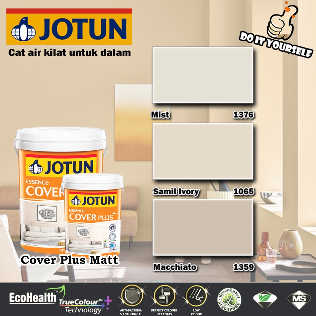 JOTUN ESSENCE COVER PLUS INTERIOR MATT 5 Liter Mist 1376 / Samik Ivory ...