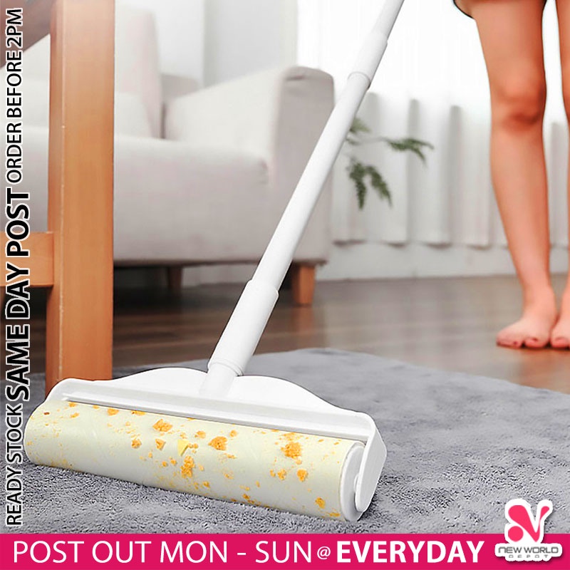 𝗔𝗗𝗝𝗨𝗦𝗧𝗔𝗕𝗟𝗘 𝗟𝗘𝗡𝗚𝗧𝗛 》Detachable Long Handle Lint Roller Dust Hair Pet Fur ...