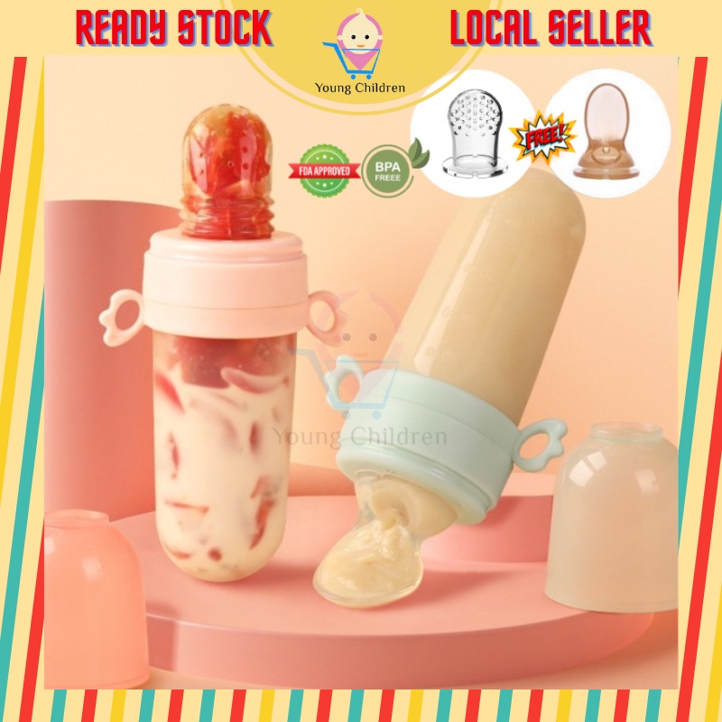 2IN1 Baby Food Squeeze Feeder With Spoon Sudu Bubur Bayi Fruit Feeder ...