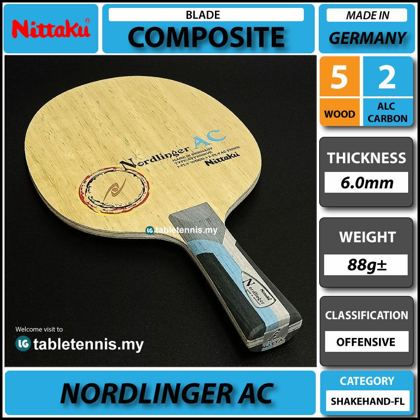 Nittaku Blade Nordlinger AC Composite Carbon Blade Table Tennis Paddle ...