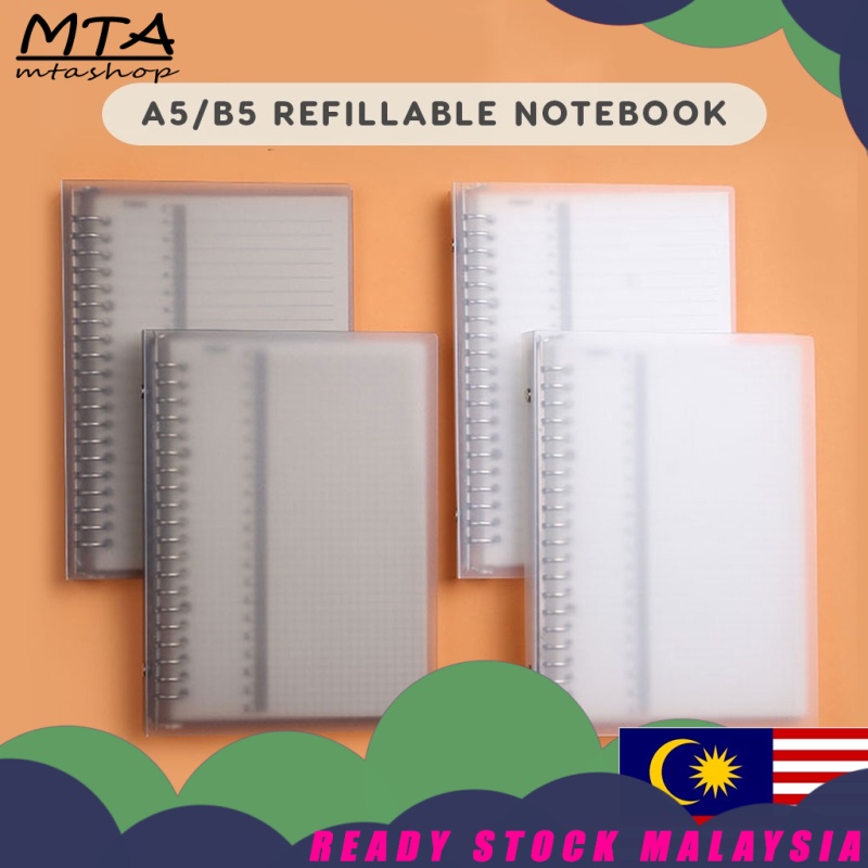 Buku Nota_Note Modern Minilalist A5/B5 Notebook with Ruler Loose Leaf ...