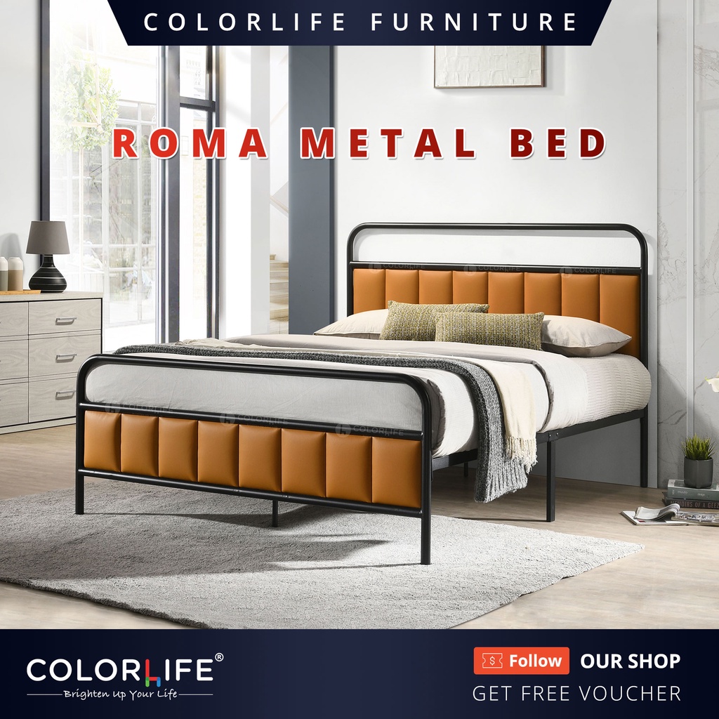 Color Life Roma Metal Bed (Queen) / Super Base Strong Metal Bar ...