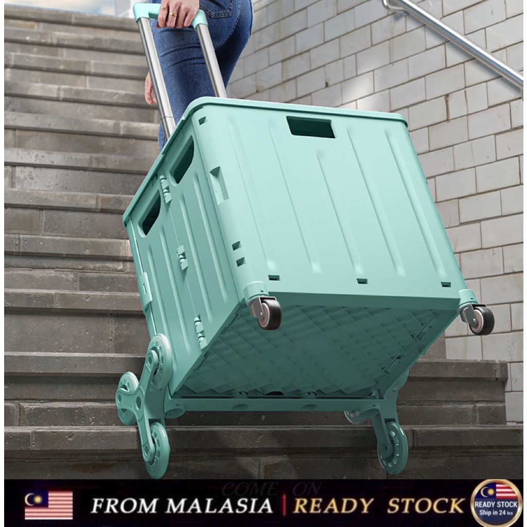 COMEON Folding Market Trolley 75L Foldable Multi Cart Shopping Cart ...