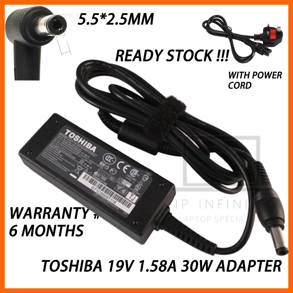TOSHIBA 19V 1.58A MINI NB200 NB201 NB205 NB250 NB255 NB300 NB305 NB505 ...