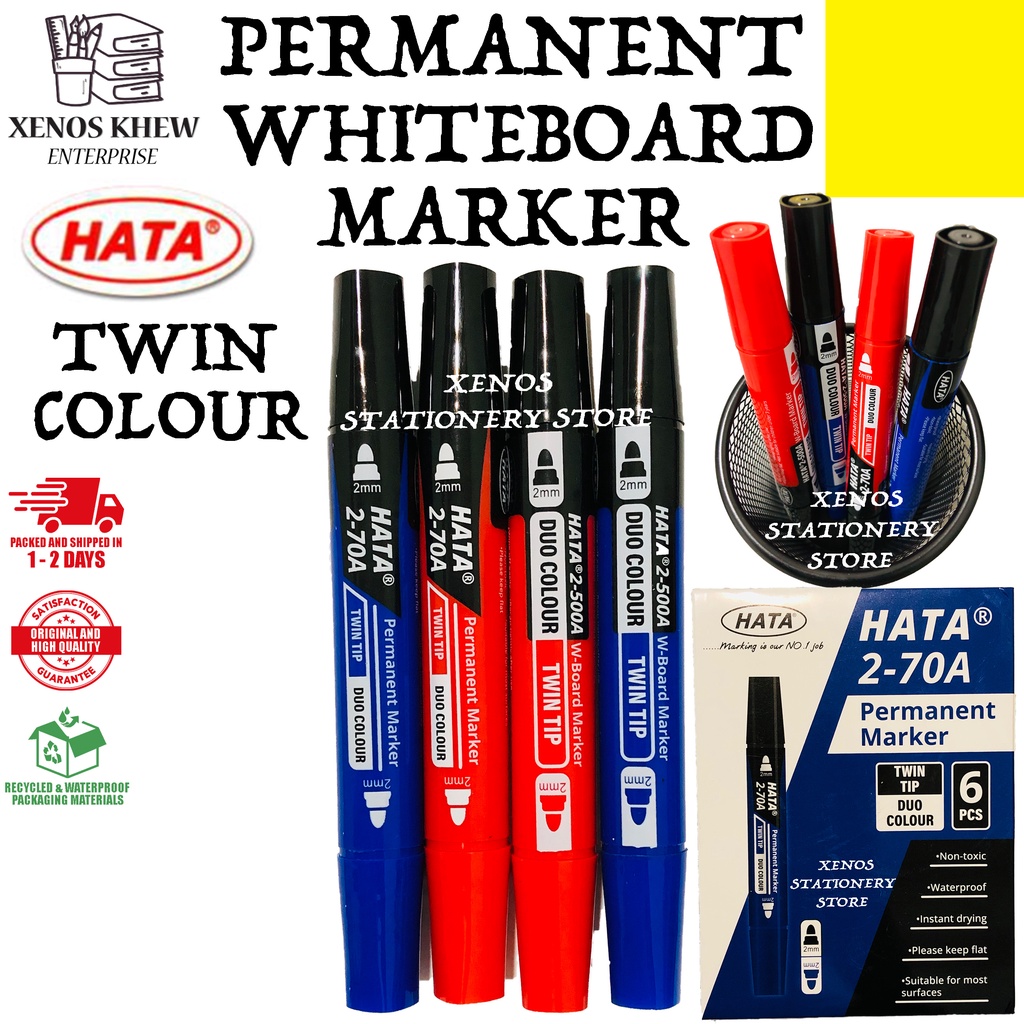 HATA TWIN PERMANENT MARKER / HATA TWIN WHITEBOARD MARKER 2MM (READY ...