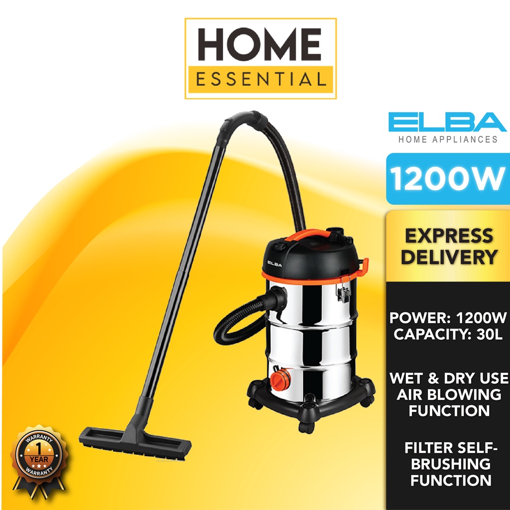 Elba 1200W 30L Wet & Dry Vacuum Cleaner with Air Blowing Function EVC-H1231(SS) | Shopee Malaysia