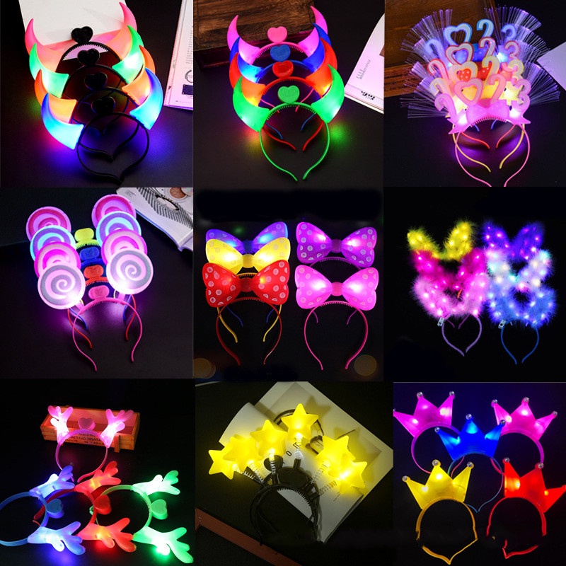 Rope Glowing Novetly Hair Ornament LED Devil Horn Light Up Headband ...