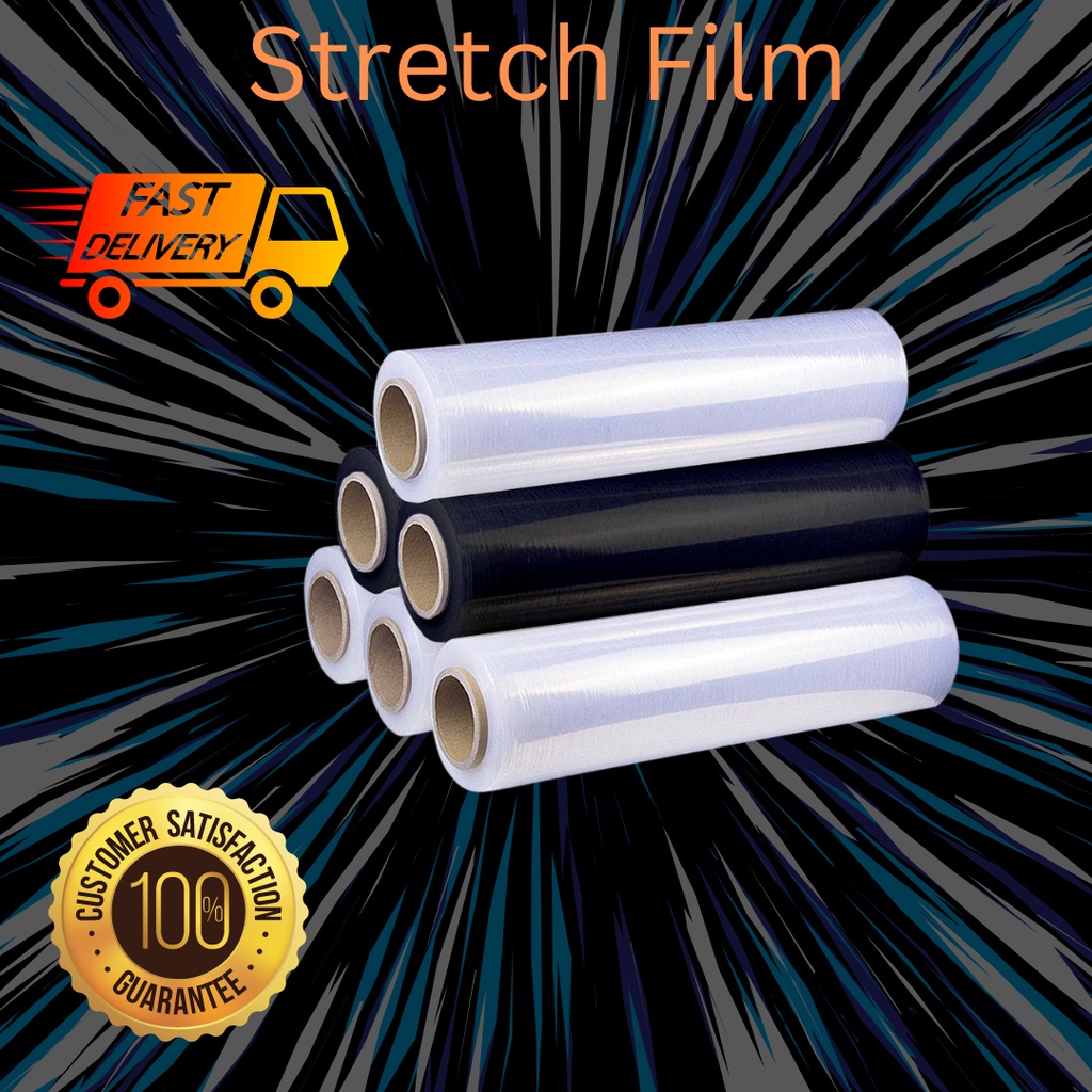 500mm X 2.2KG Stretch Film Packing film Clear / Black Wrapping Roll ...