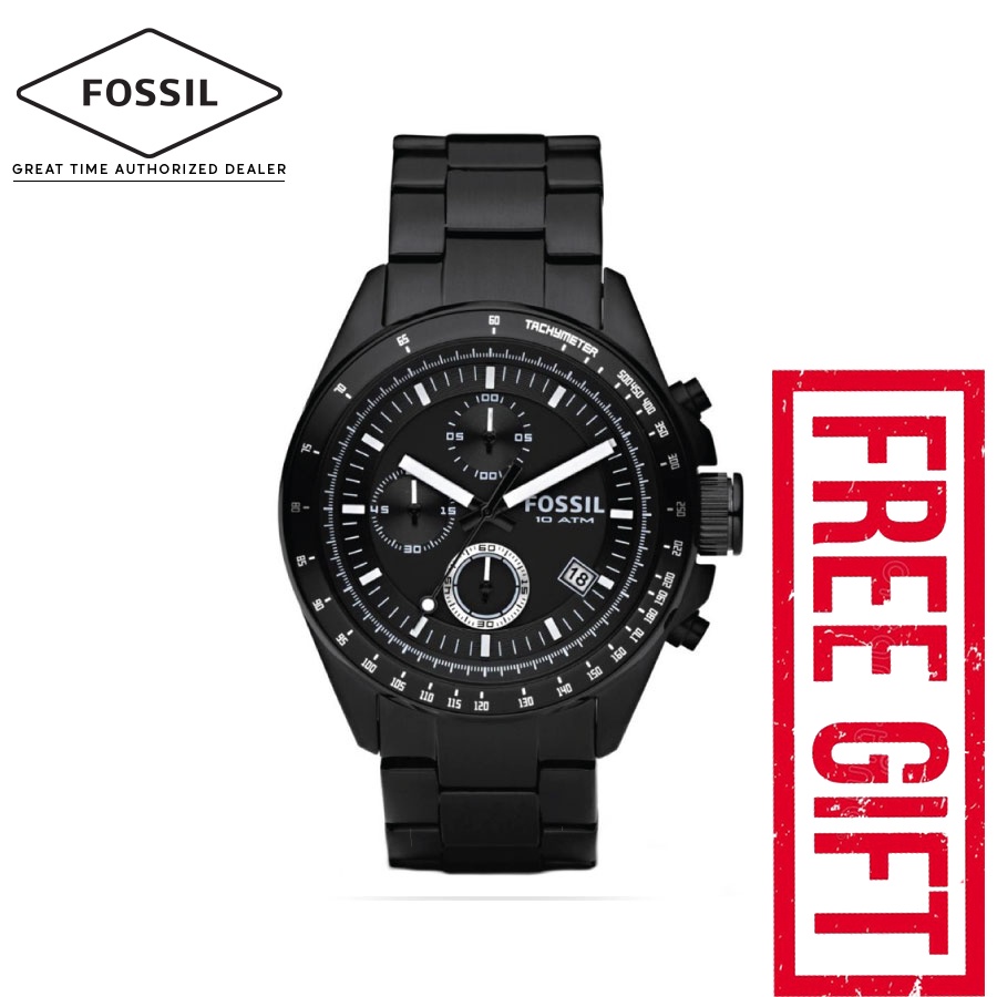 Fossil CH2601 Men's Decker Chronograph Black Steel Watch | Shopee Malaysia