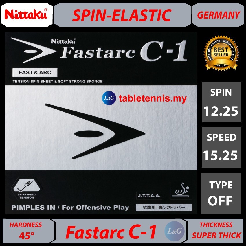 Nittaku Rubber Fastarc C1 C-1 Ping Pong Table Tennis Spin Elastic Rubber | Shopee Malaysia