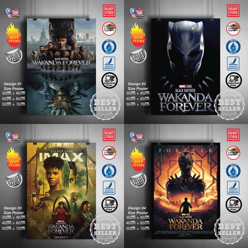(READY STOCK) Black Panther Wakanda Forever Marvel Poster Sticker iron ...