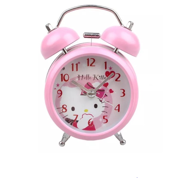 Cute 3inch Hello Kitty Alarm Clock Pink Metal Dual Bell Children Clock ...