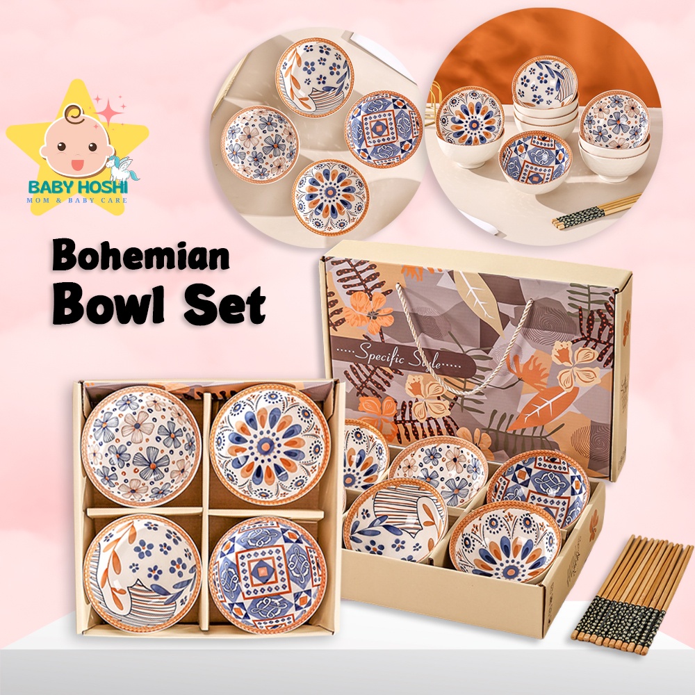 BH Porcelain Ceramic Rice Bowl 2/4/6 Pieces Bohemian Nordic Japanese ...