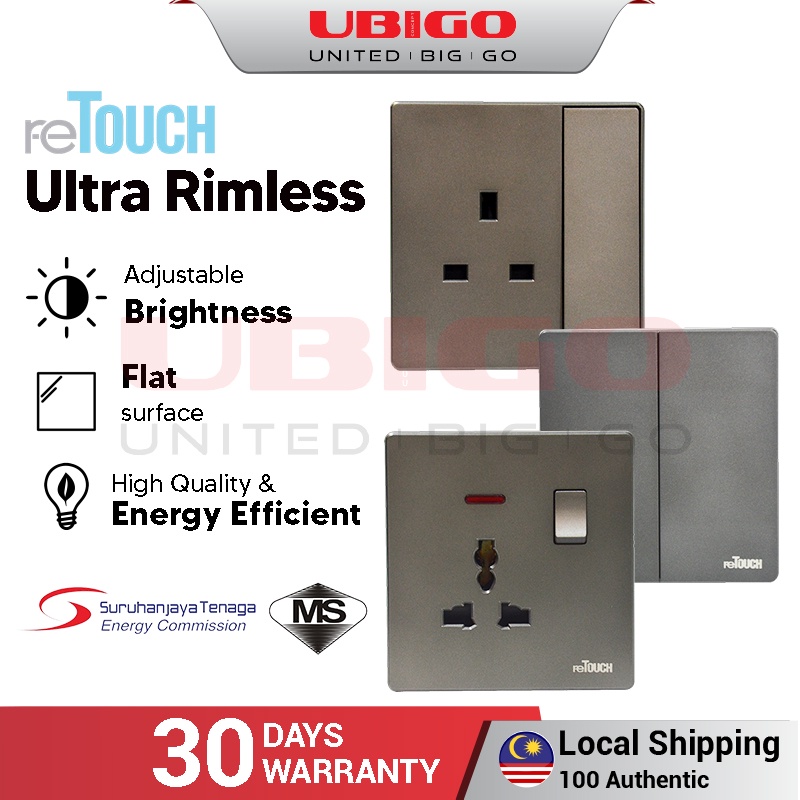 Ubigo [SIRIM] Retouch Ultra Rimless Socket Wall Switch Slim Modern ...