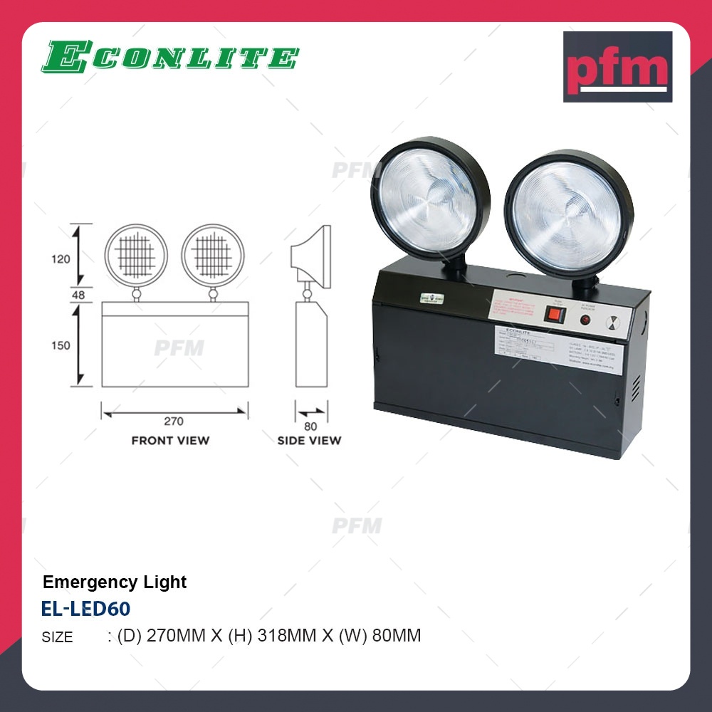ECONLITE TWIN LAMP EMERGENCY LIGHT / EMERGENCY FITTING LED 60 | Shopee ...