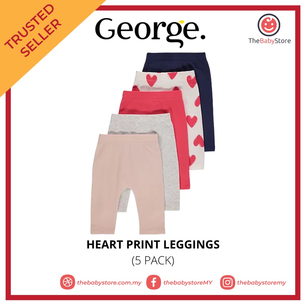 George Heart Print Kid Leggings/Kid Pants-5 Pack (V-UK) | Shopee Malaysia