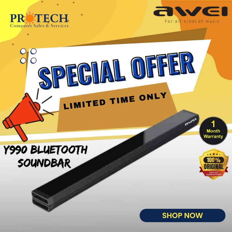 AWEI WIRELESS SOUNDBAR FOR HOME THEATER SPEAKER 100W V5.0-Y990 | Shopee ...