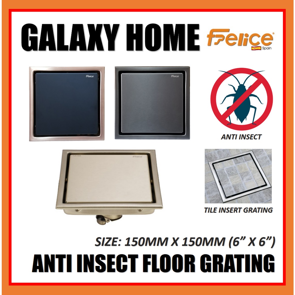 FELICE 150MM X 150MM 6" X 6" MATT GOLD BLACK ROSE GOLD ANTI INSECT TILE ...