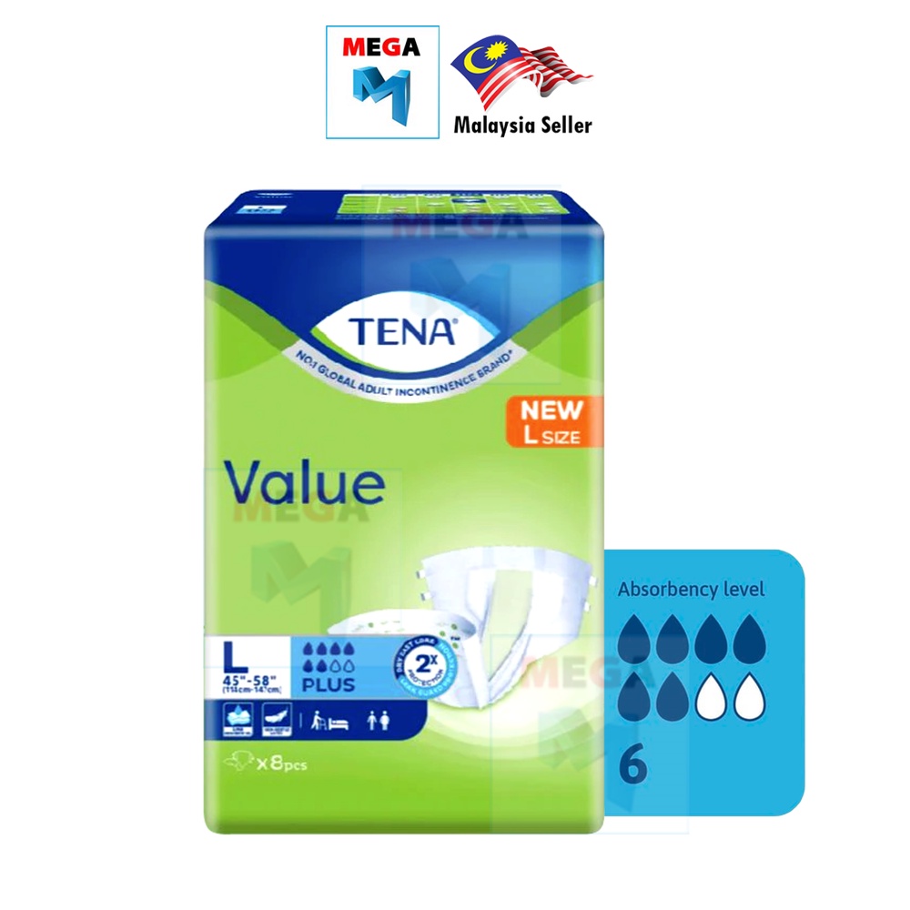Tena Value Adult Diaper Size L (8pcs) | Shopee Malaysia