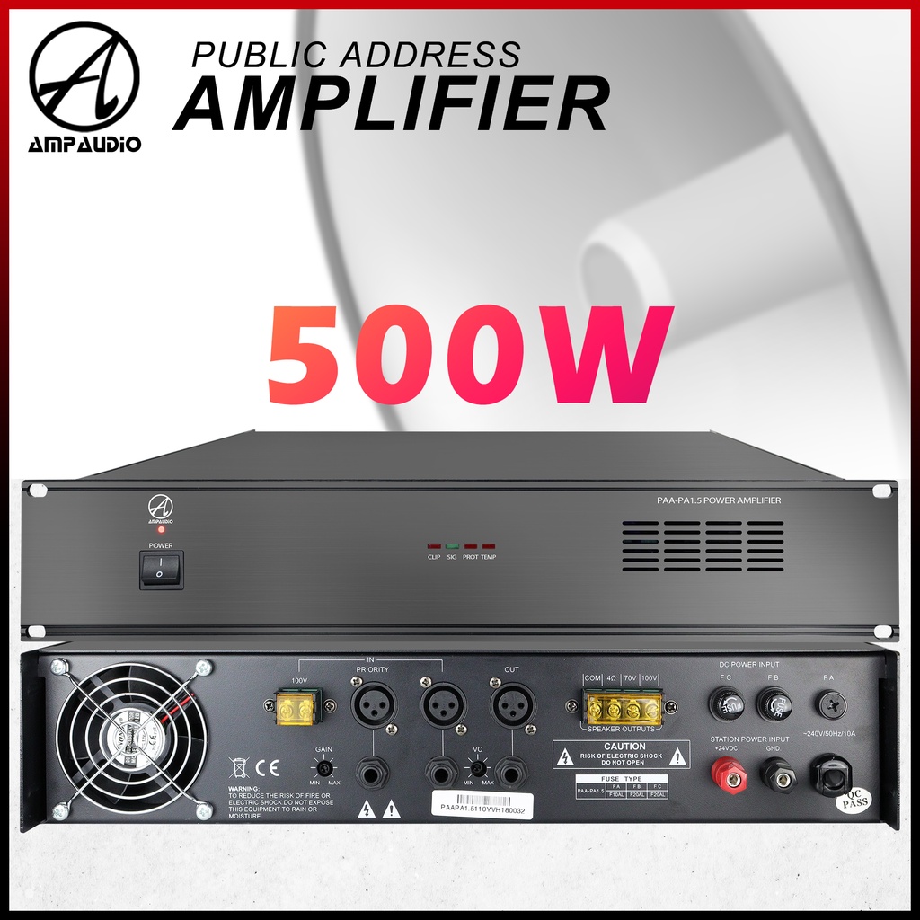 AmpAudio 500W Public Address Amplifier/ Power Amplifier for Public ...