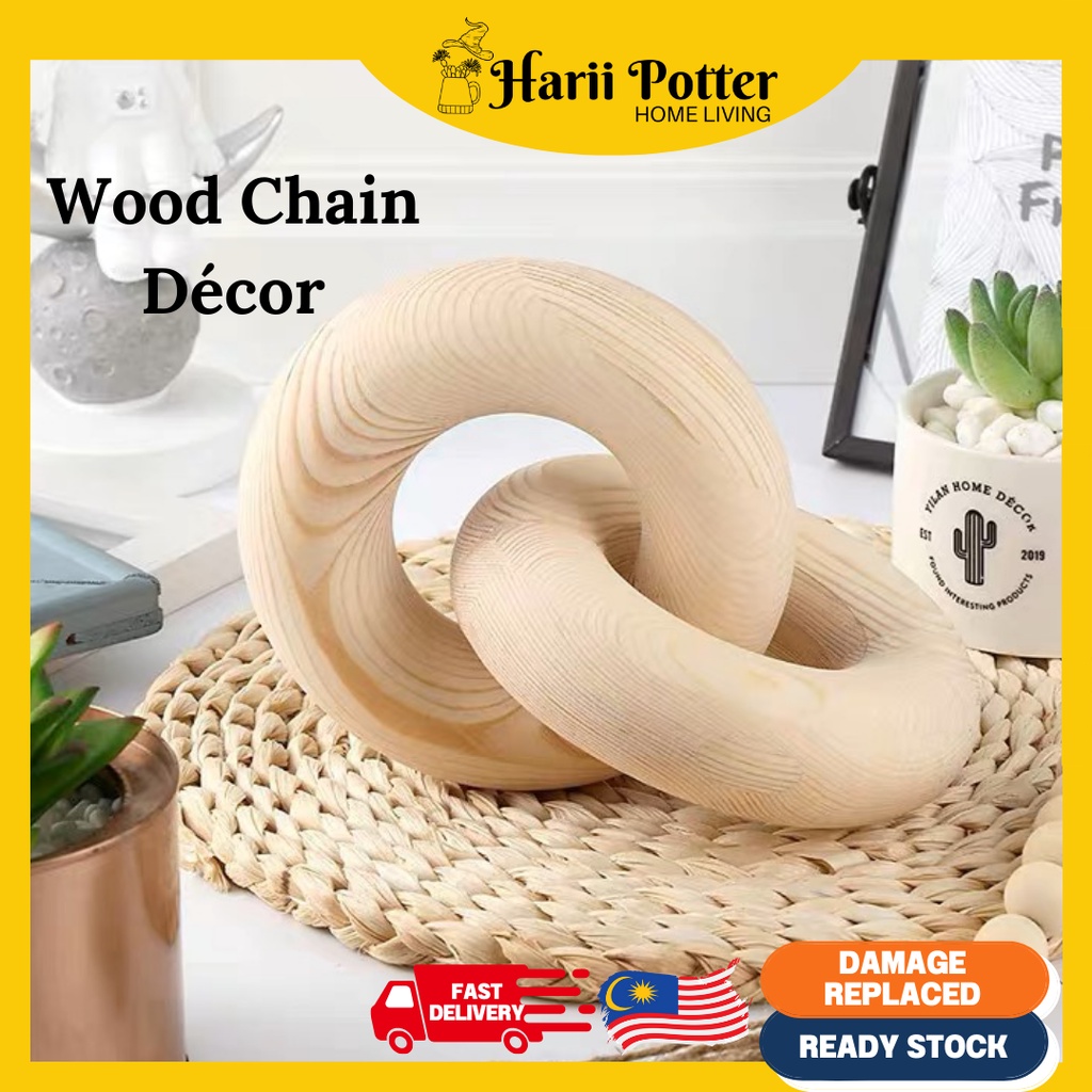 Nordic Wood Chain Link Deco Display Aesthetic Wood Decoration Item For ...