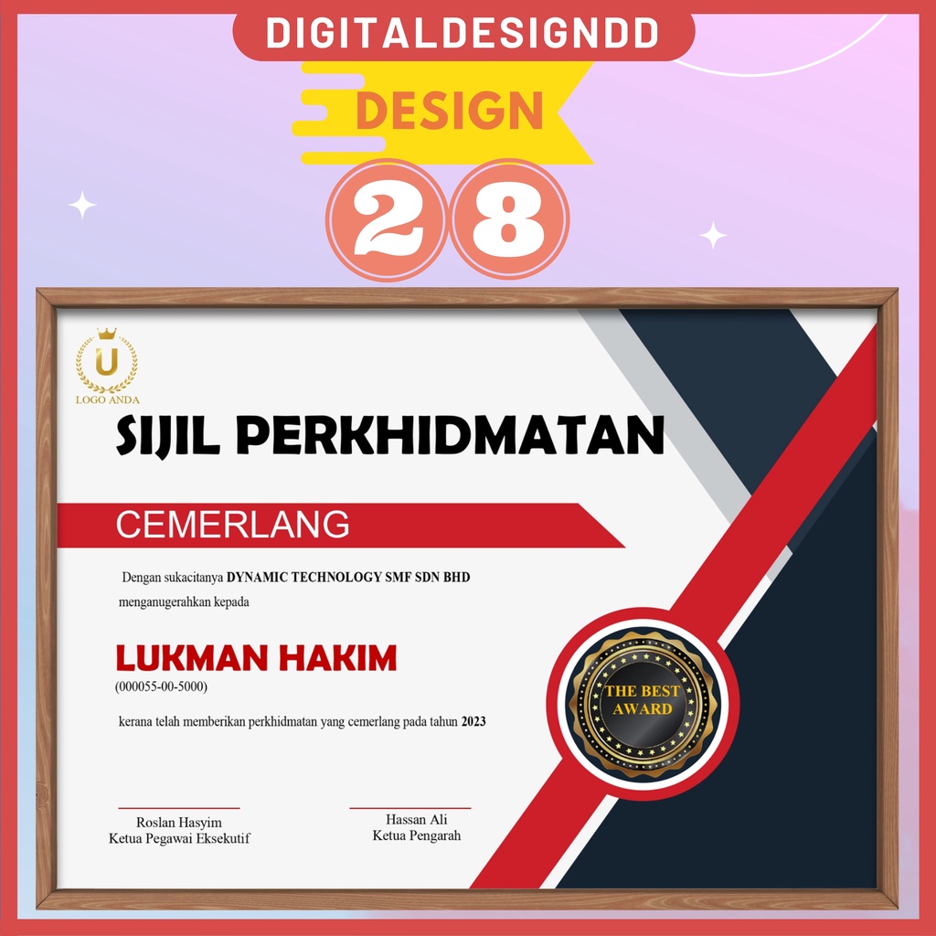 Sijil digital 48 template digital certificate pelbagai pilihan edit ...