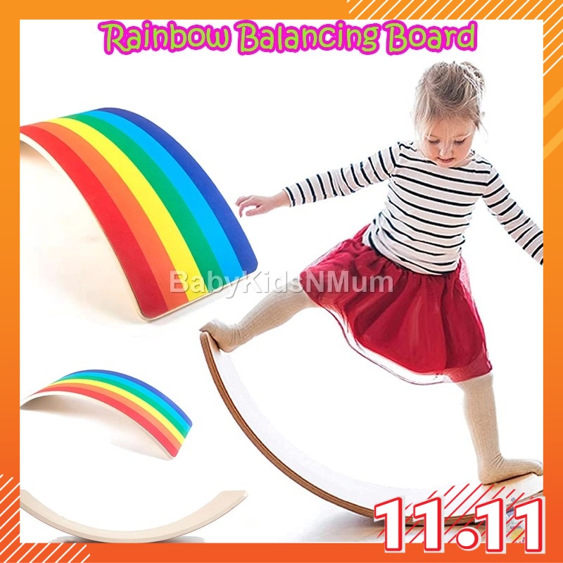 Wooden Balance Board For Toddlers Kids Early Learning Kid Yoga Curvy ...