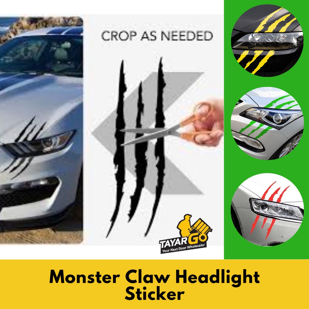 TAYARGO Headlight Sticker Car Sticker Monster Claw Bonnet Stickers Car ...