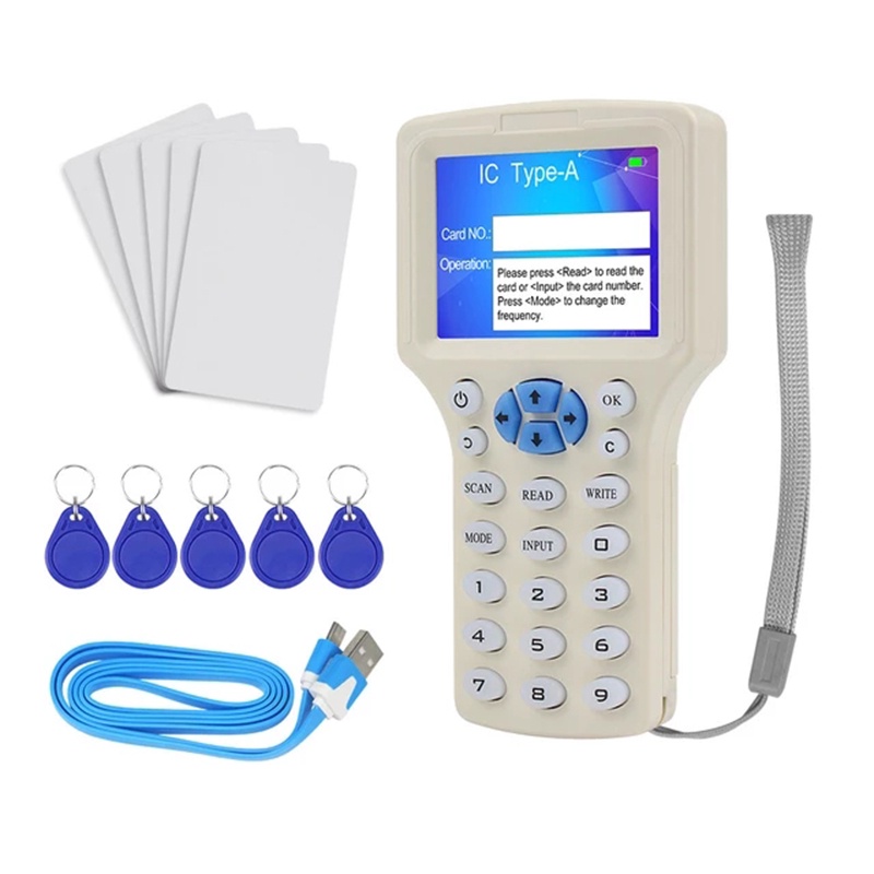 10 Frequency NFC Smart Card Reader Writer RFID Copier Duplicator 125KHz 13.56MHz USB Fob ...