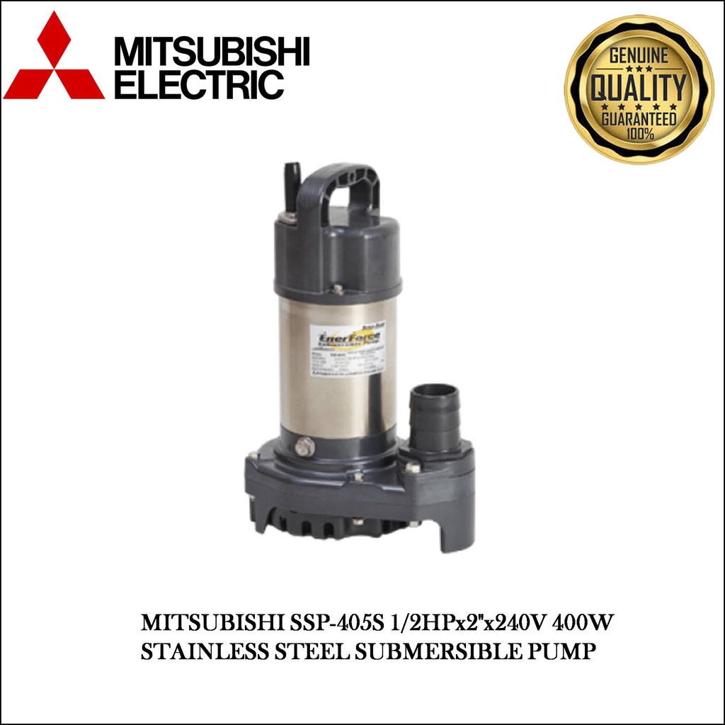 MITSUBISHI SSP-405S 1/2HPx2"x240V 400W STAINLESS STEEL SUBMERSIBLE PUMP ...