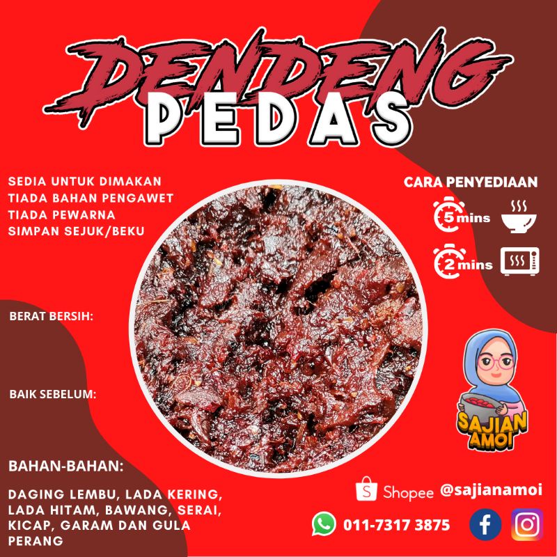 DENDENG PEDAS DAGING 200 GRAM READY TO EAT - SEDIA UNTUK DIMAKAN- PADAT ...