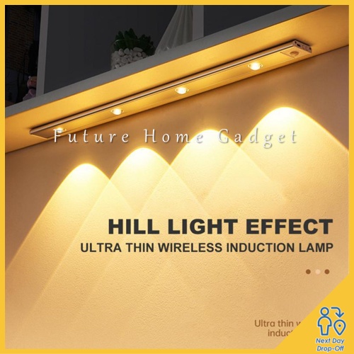 【READY STOCK】LED Night Lights Motion Sensor Cabinet Light USB Rechargeable Wireless LED Wall ...