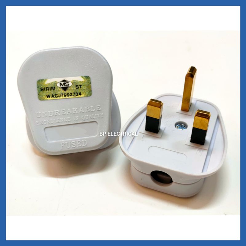 13A 3Pin Plug Top Fitted With 13A Fuse - SIRIM APPROVED | Shopee Malaysia