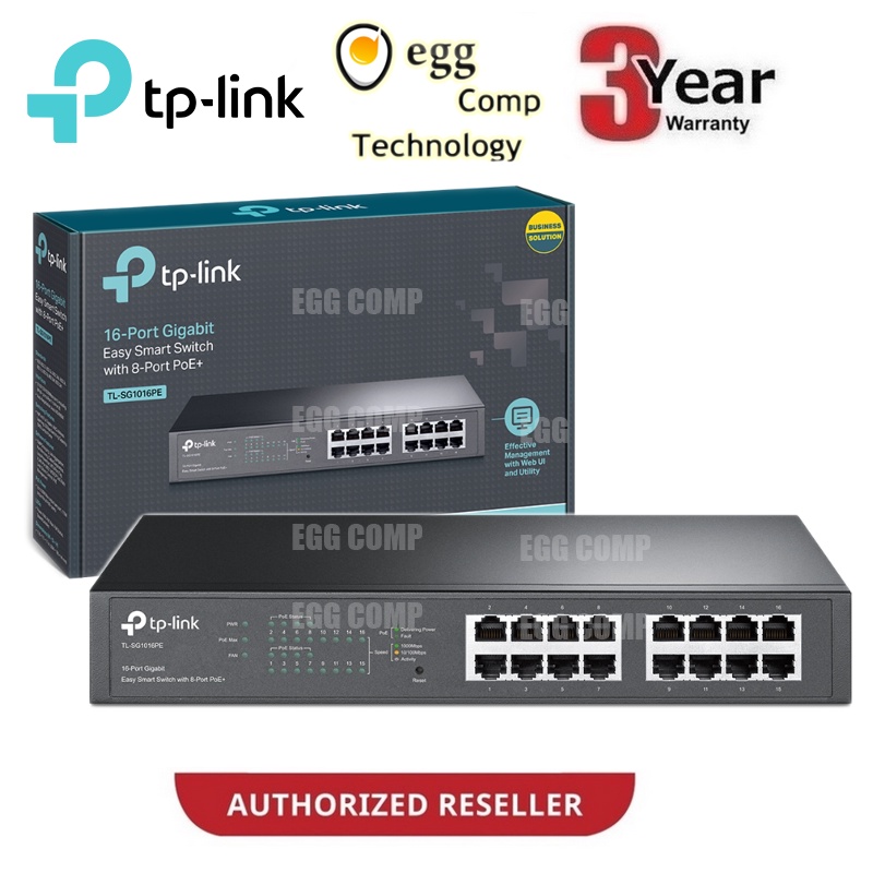 TP-LINK TL-SG1016PE 16-Port Gigabit Easy Smart PoE Switch with 8-Port ...