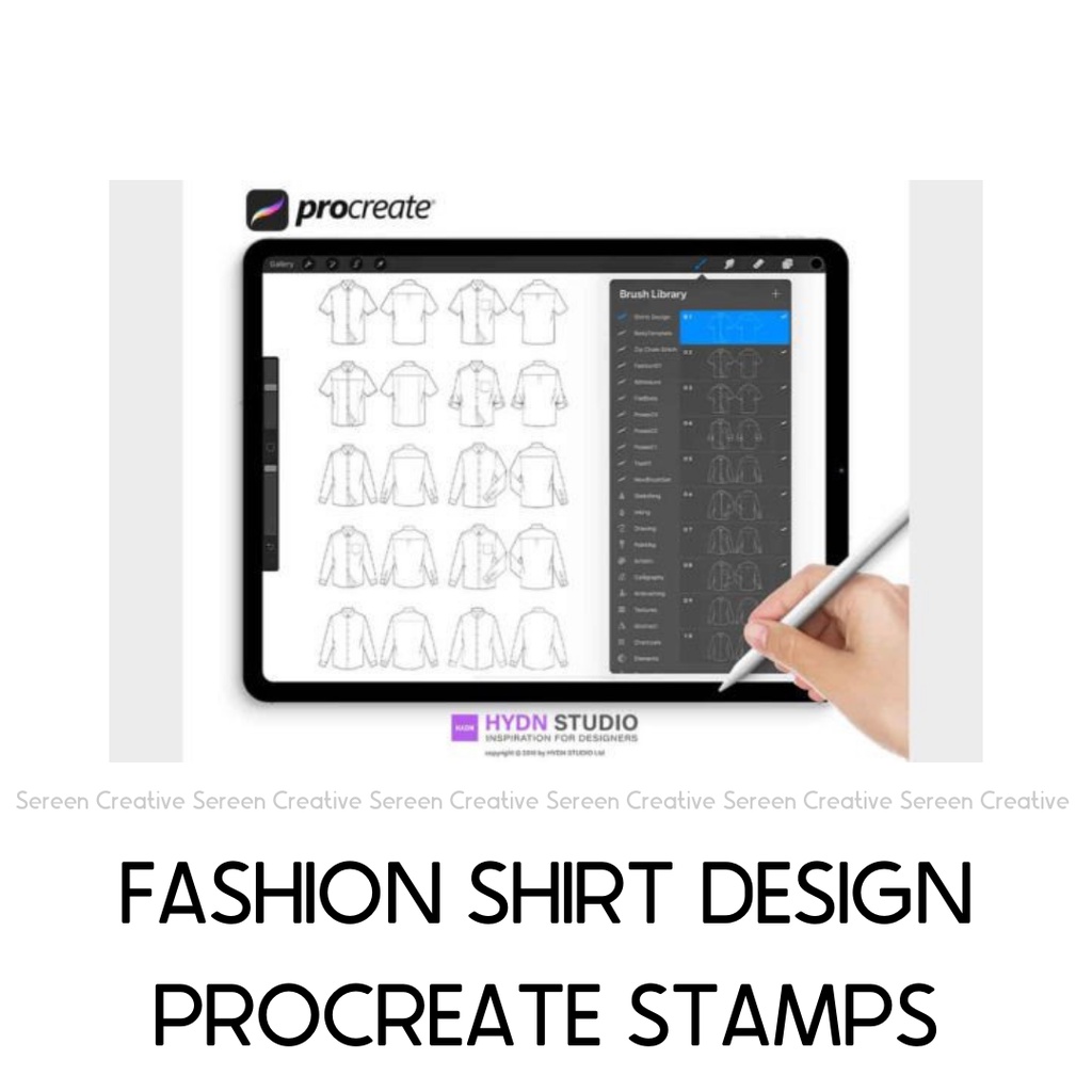 P98 Shirts Design Set Procreate Stamp Brushes (Clothing outline ...