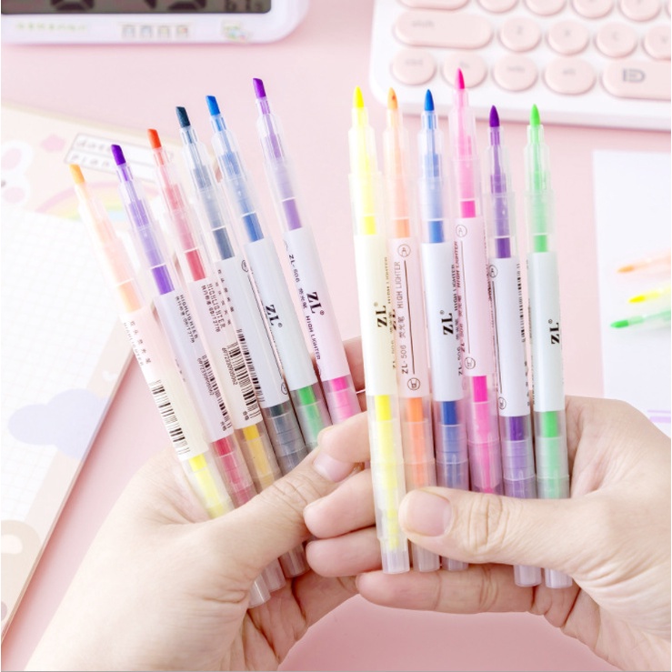 [New Arrival] 1pcs Double Headed Fluorescent Pen Set 6-color Marker ...