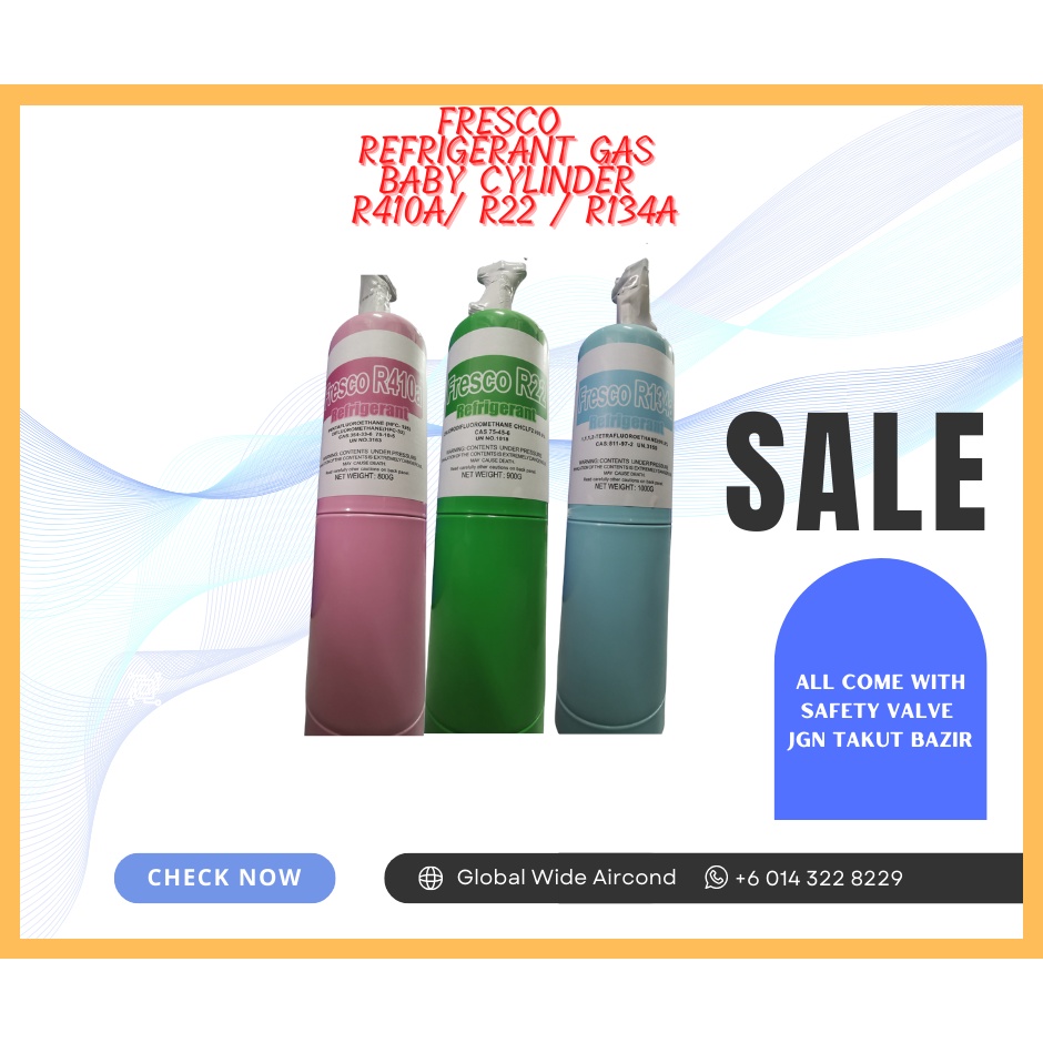 Original Fresco Refrigerant Gas Baby Cylinder/R410a/R22/R134a for Air-Conditioning | Shopee Malaysia