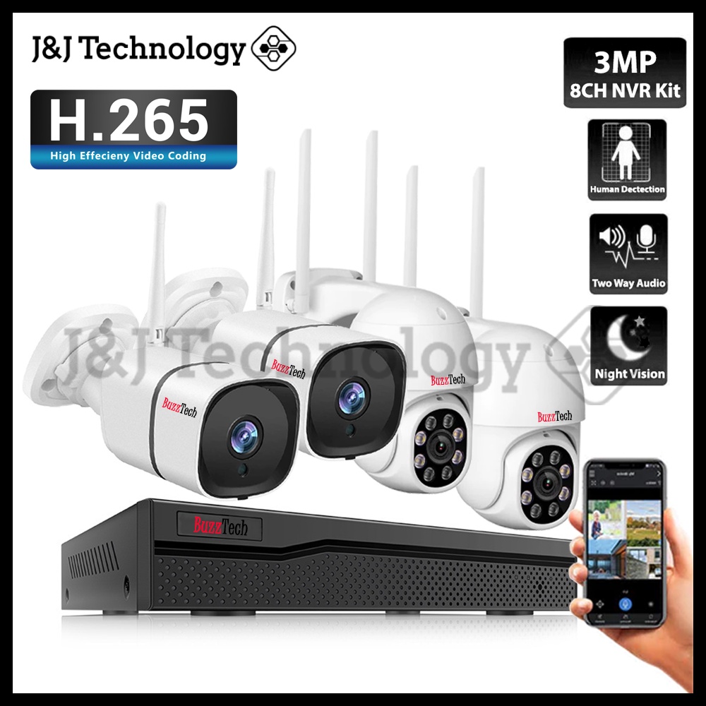 JNJ Technology 3MP Wireless NVR PTZ CCTV Set Super HD Security ...
