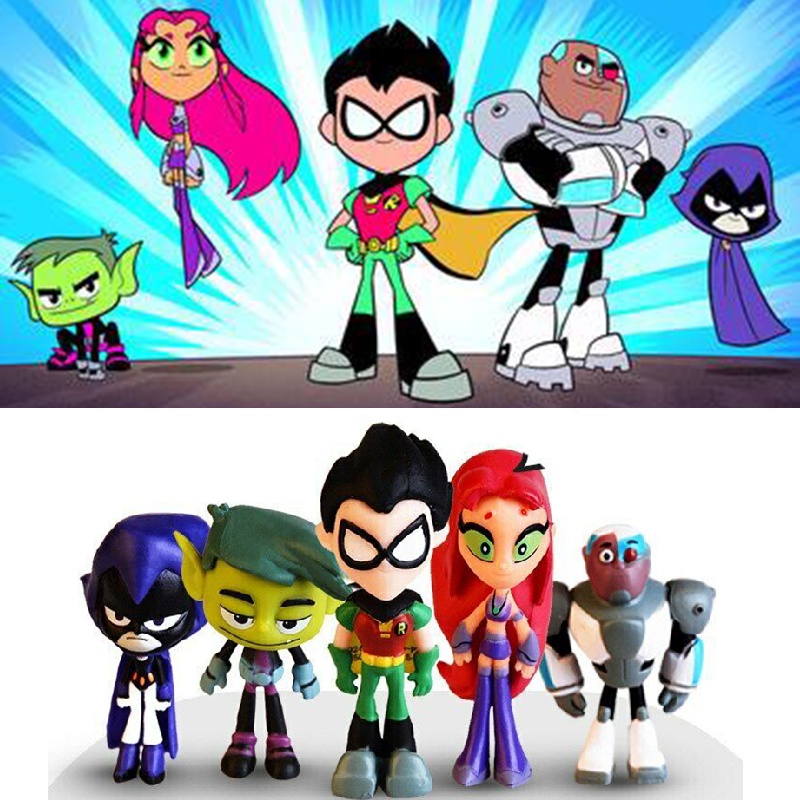 Go Teen Titans Figure Robin Raven Beast Boy Starfire Figurine Toys ...