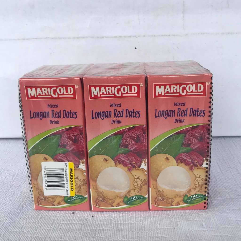 250ml x 6pcs Marigold Mixed Longan Red Dates Drink, Longan Kurma Merah ...