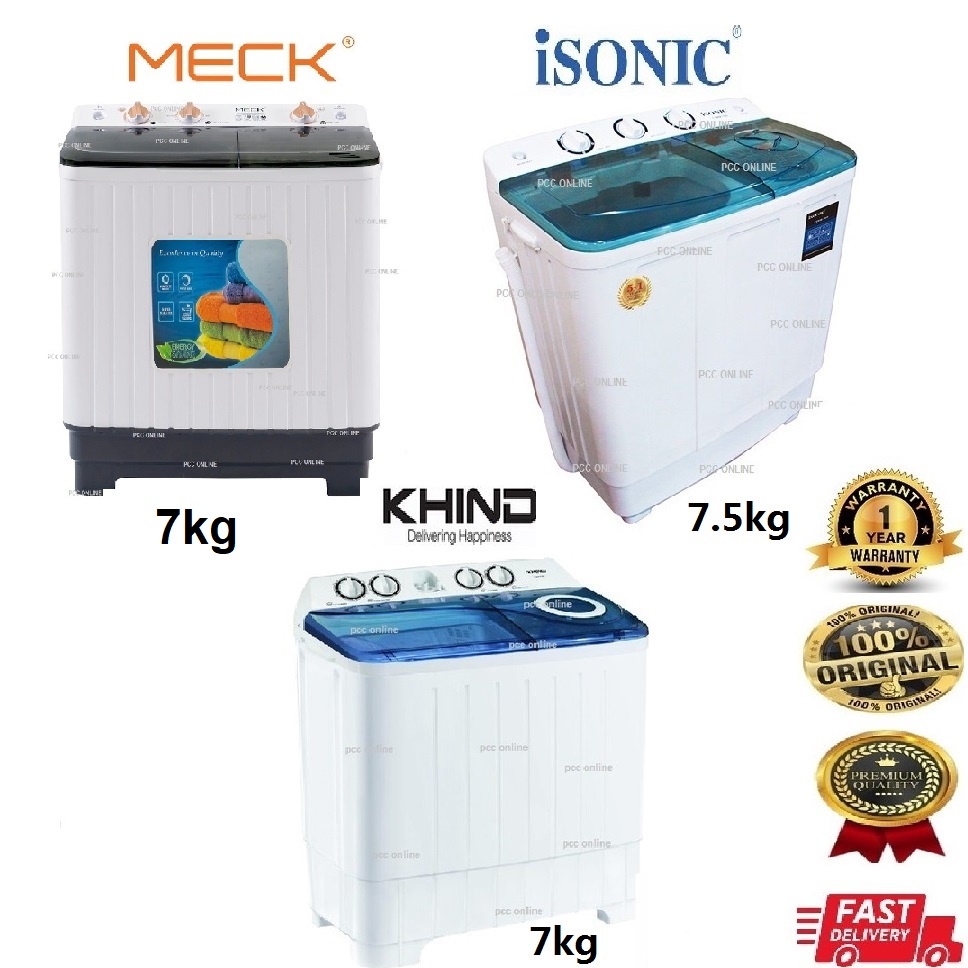 MECK/ISONIC/KHIND Washing Machine |SEMI AUTO WASHER |MESIN BASUH (7 KG ...