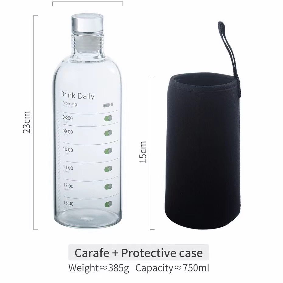 Glass water bottle glass 750ML cup with bag thickened transparent glass cold coffee cup water ...